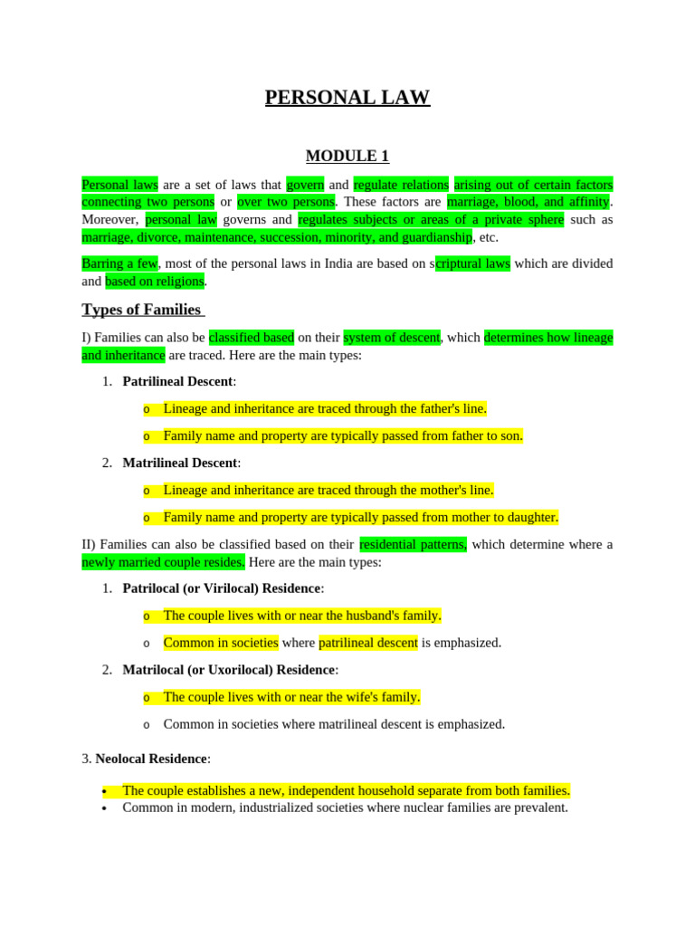Personal Law | PDF
