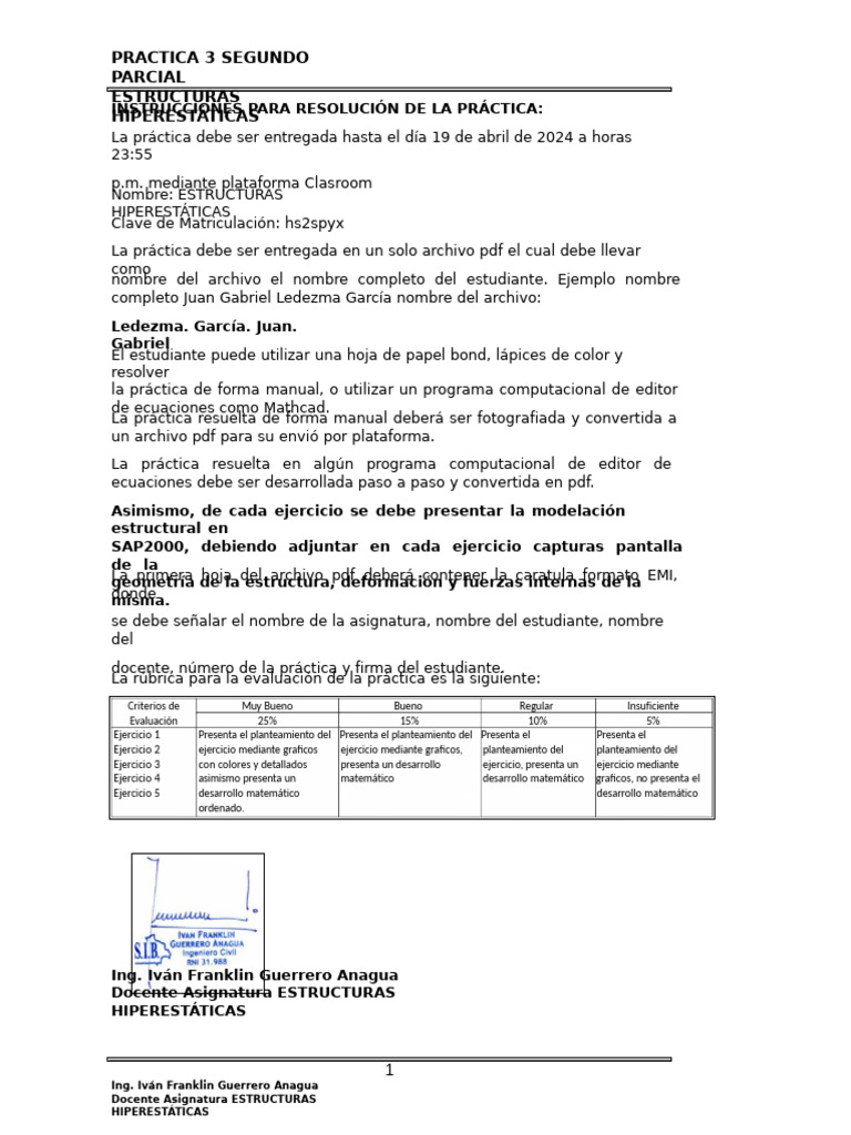 Practica 3 Estructuras Hiperestaticas PDF | PDF