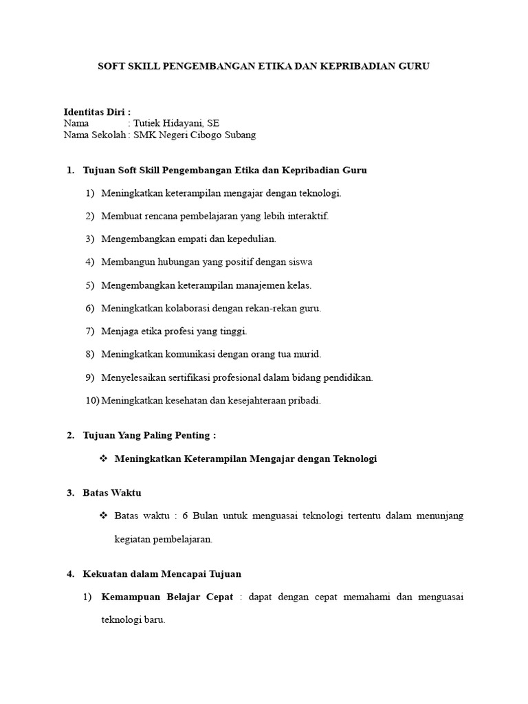 Soft Skill Pengembangan Etika Dan Kepribadian Guru - Tutiek Hidayani - SMKN Cibogo | PDF