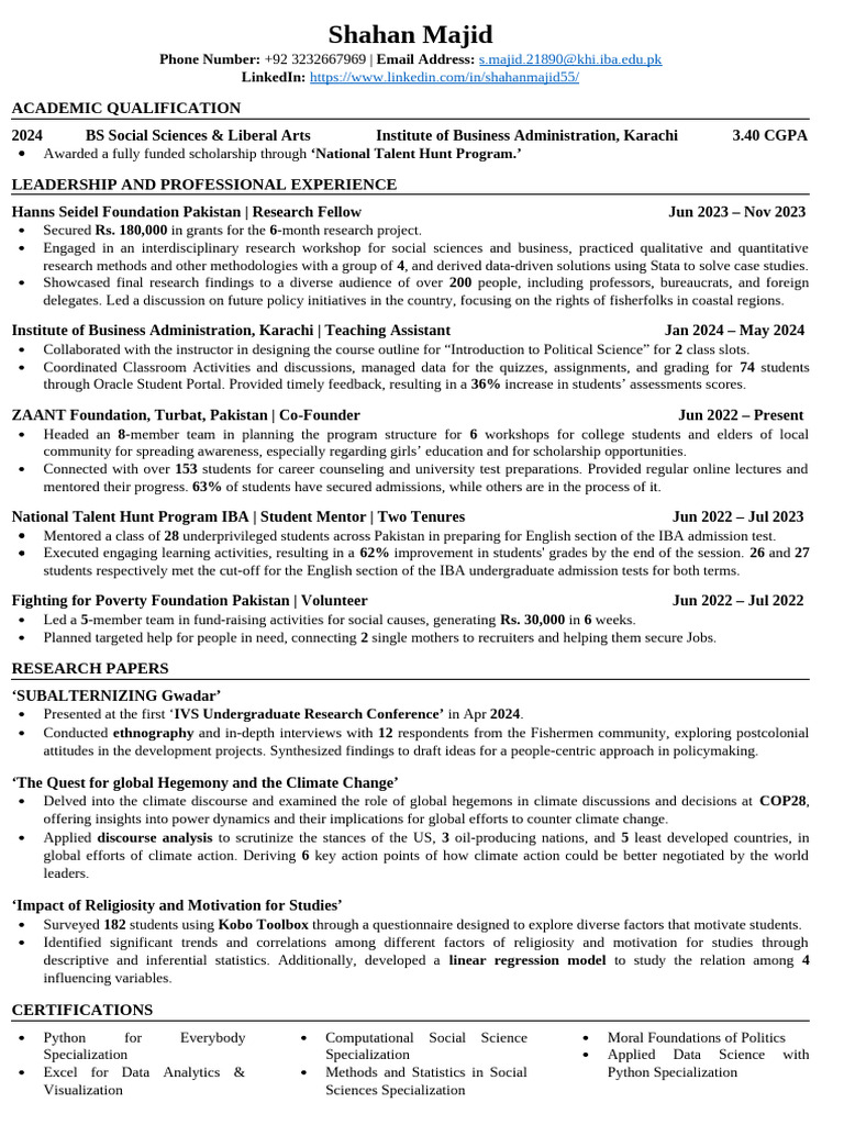 Shahan Majid Resume | PDF