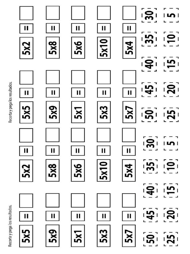 Activ - Tabla Del 5 Con Recortables | PDF