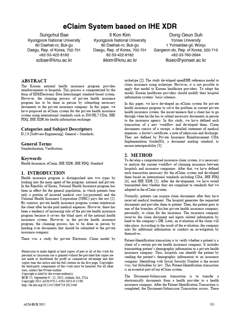 EClaim System Based On IHE XDR | PDF