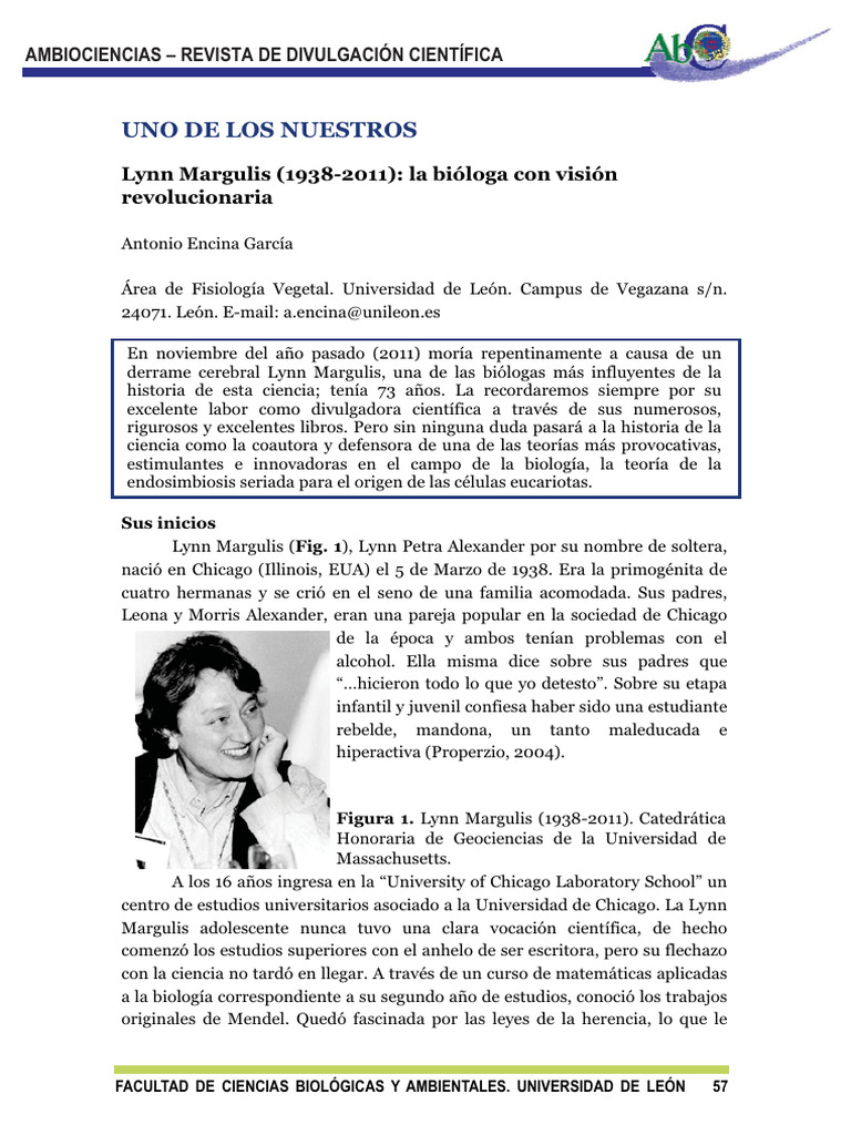 Lynn Margulis La Bióloga Con Visión | PDF