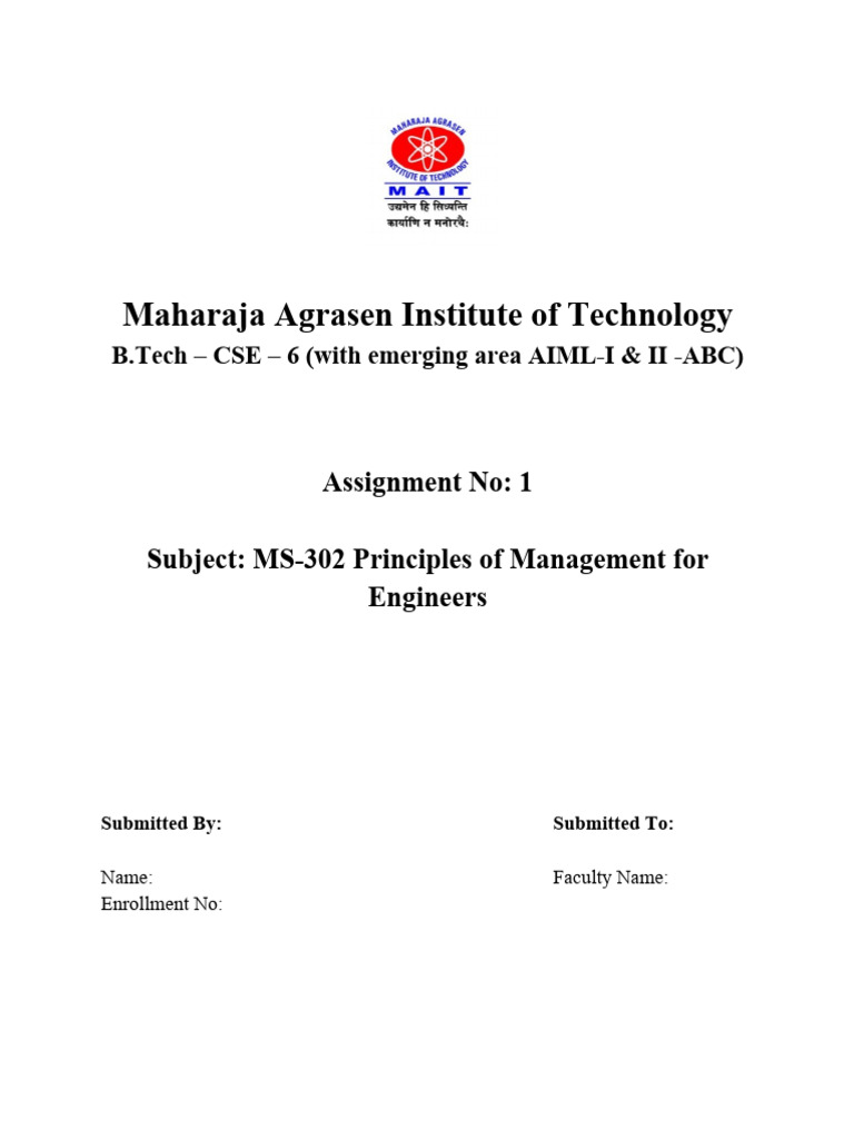 POM - Assignment 1 | PDF