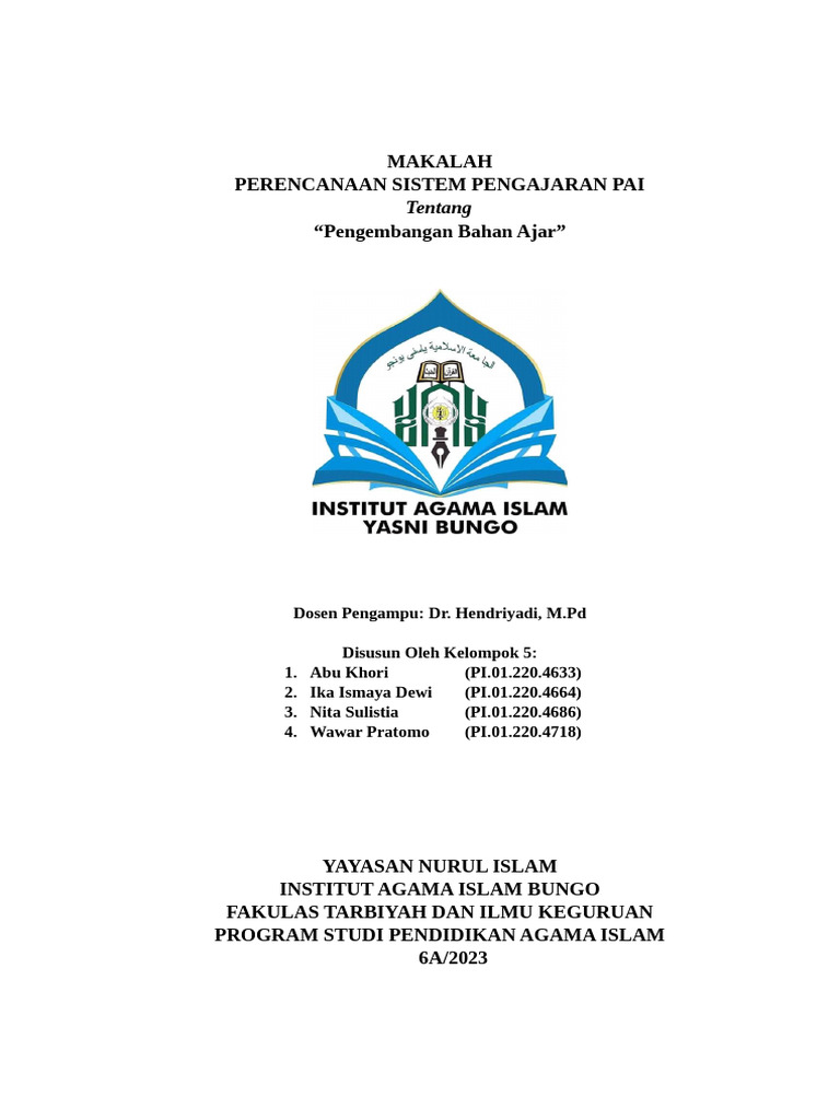 perencanaan pembelajaran kel 5 | PDF