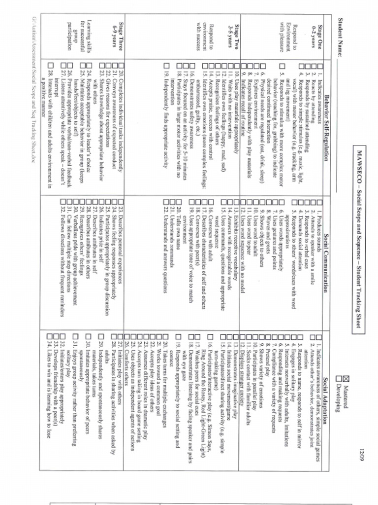 Mawseco Autism Scope and Sequence | PDF