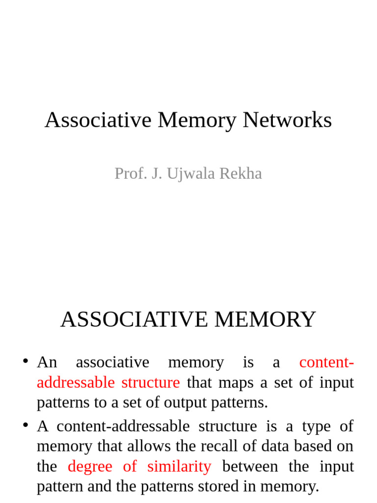 Associative Memory Networks | PDF