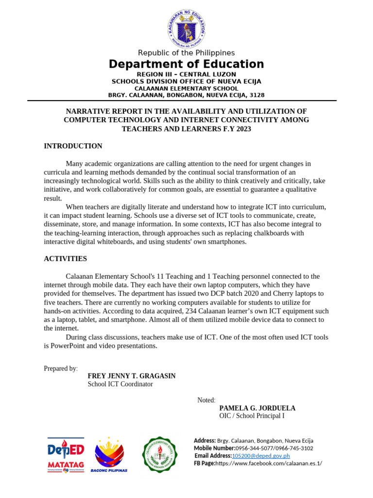 Narrative Report Matatag Support | PDF