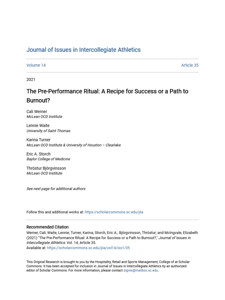 The Pre-Performance Ritual - A Recipe For Success or A Path To Burnout ...