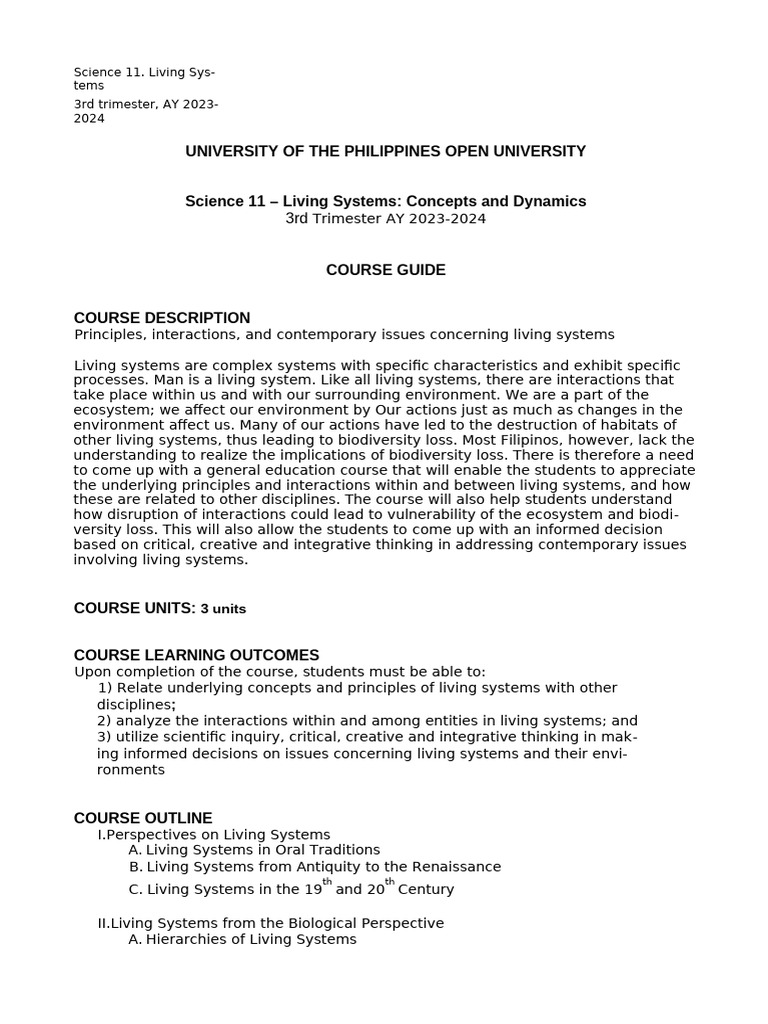 Science 11 3T 2023-2024 Course Guide | PDF