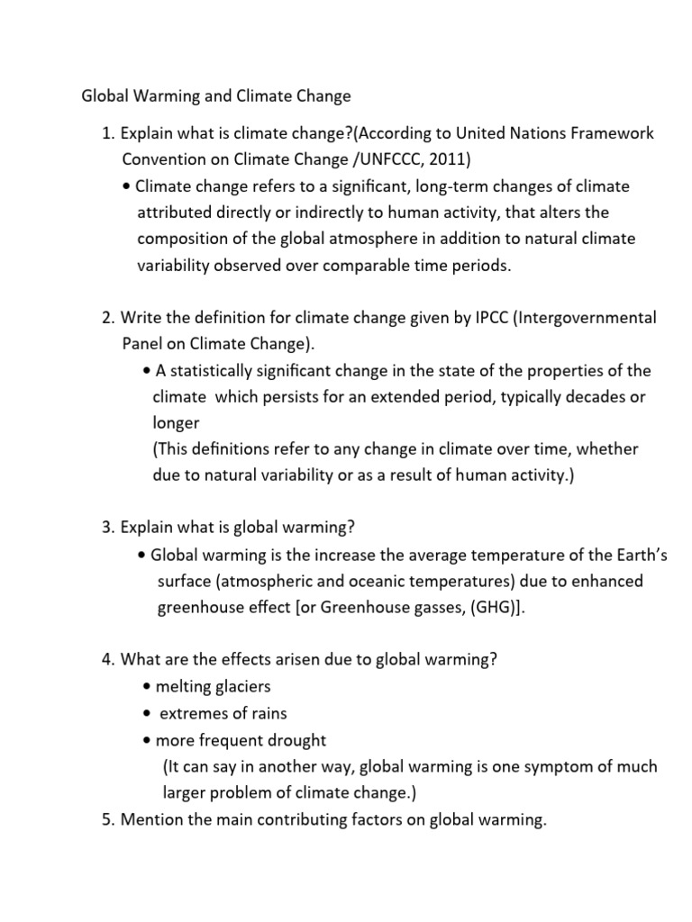 Global Warming and Climate Change | PDF