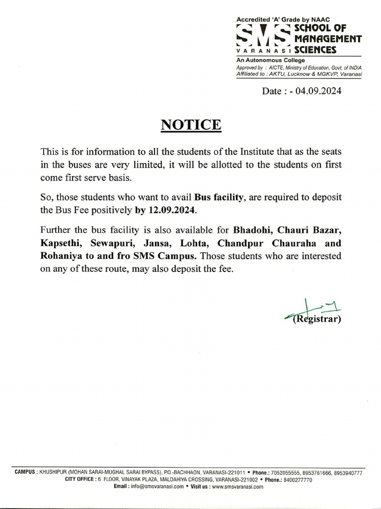 NOTICE - Bus Facility - New Route | PDF