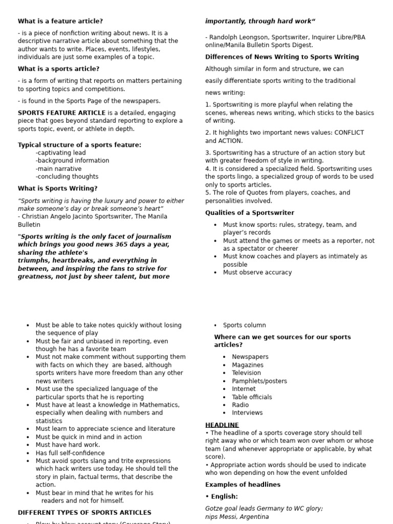 SPORTS WRITING | PDF