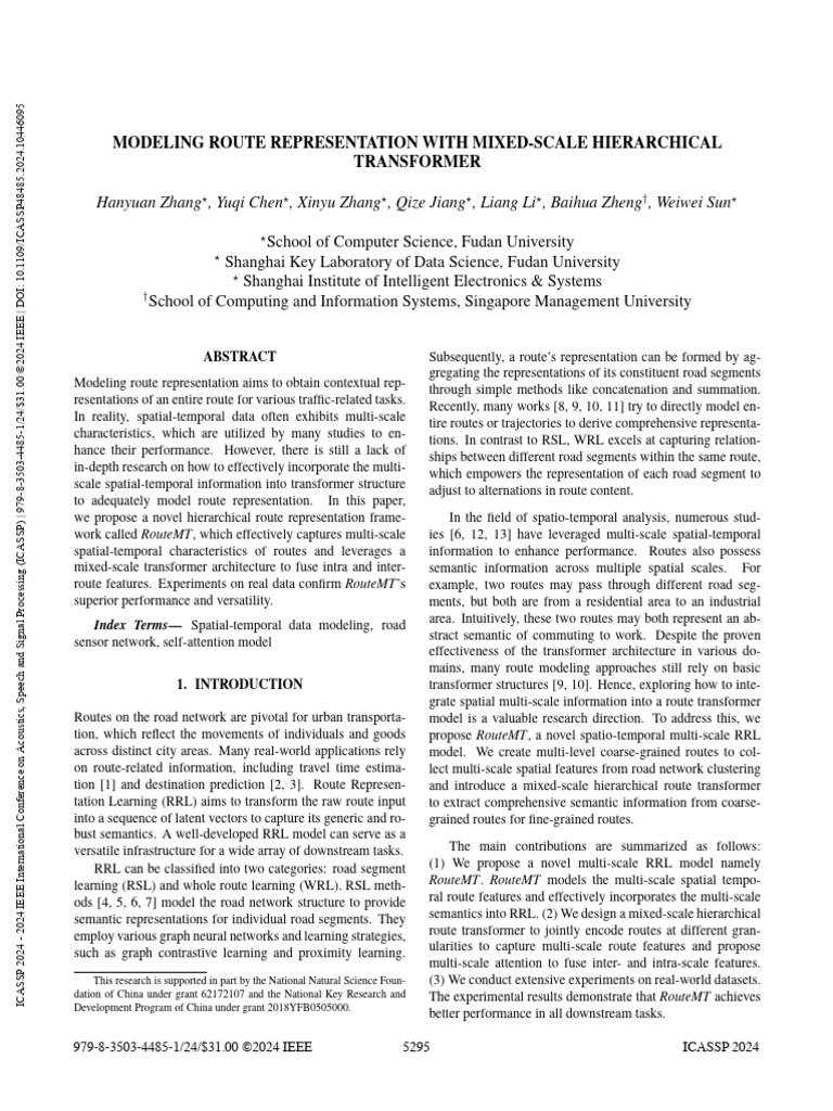Modeling Route Representation With Mixed-Scale Hierarchical Transformer | PDF