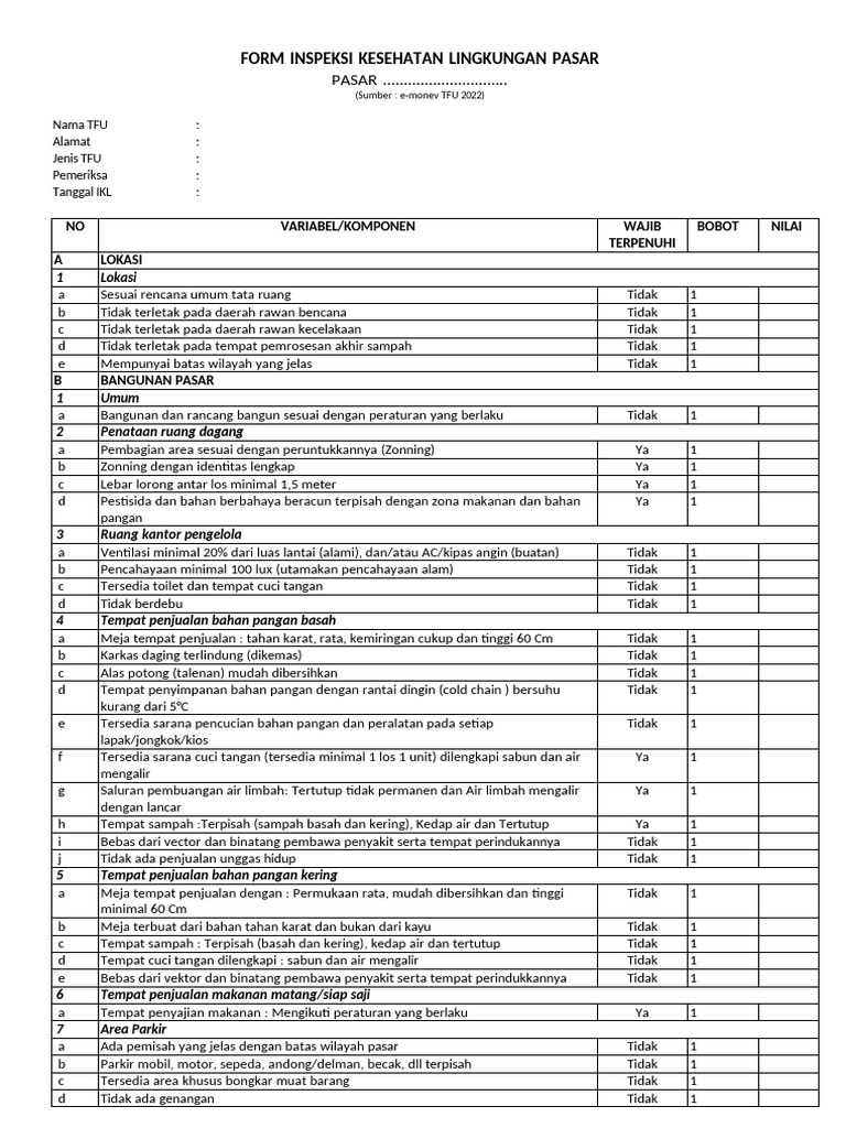 Form IKL Pasar Emonev TFU | PDF