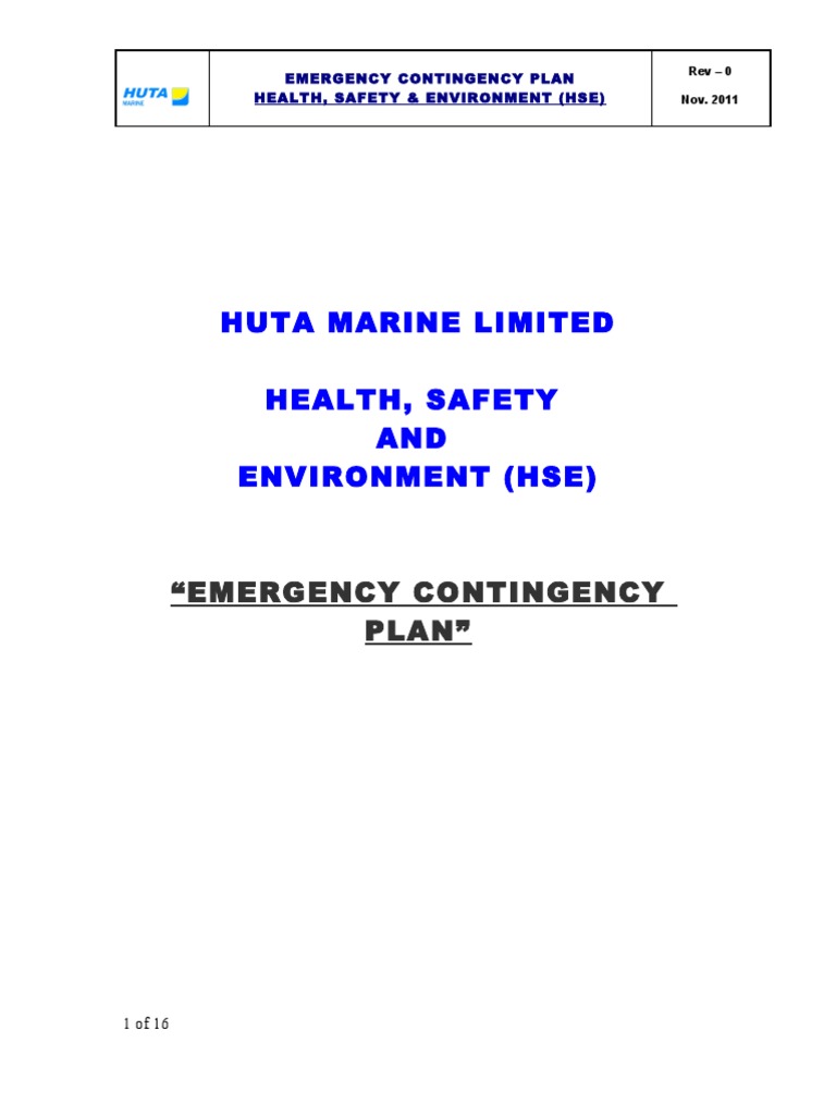 Emergency & Contingency Plan ORIGINAL | PDF | Emergency | First Aid