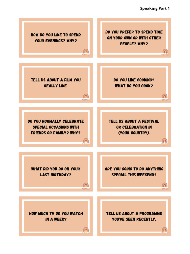 b2 Speaking Part 1 and Part 4 | PDF