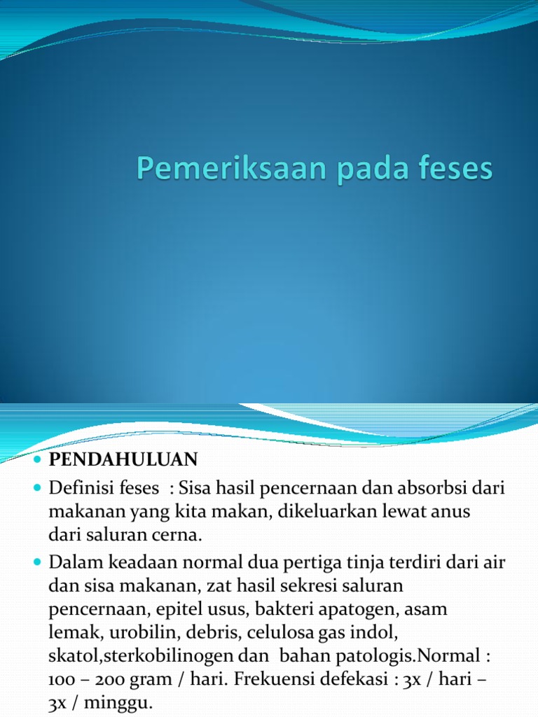 Pemeriksaan Pada Feses | PDF