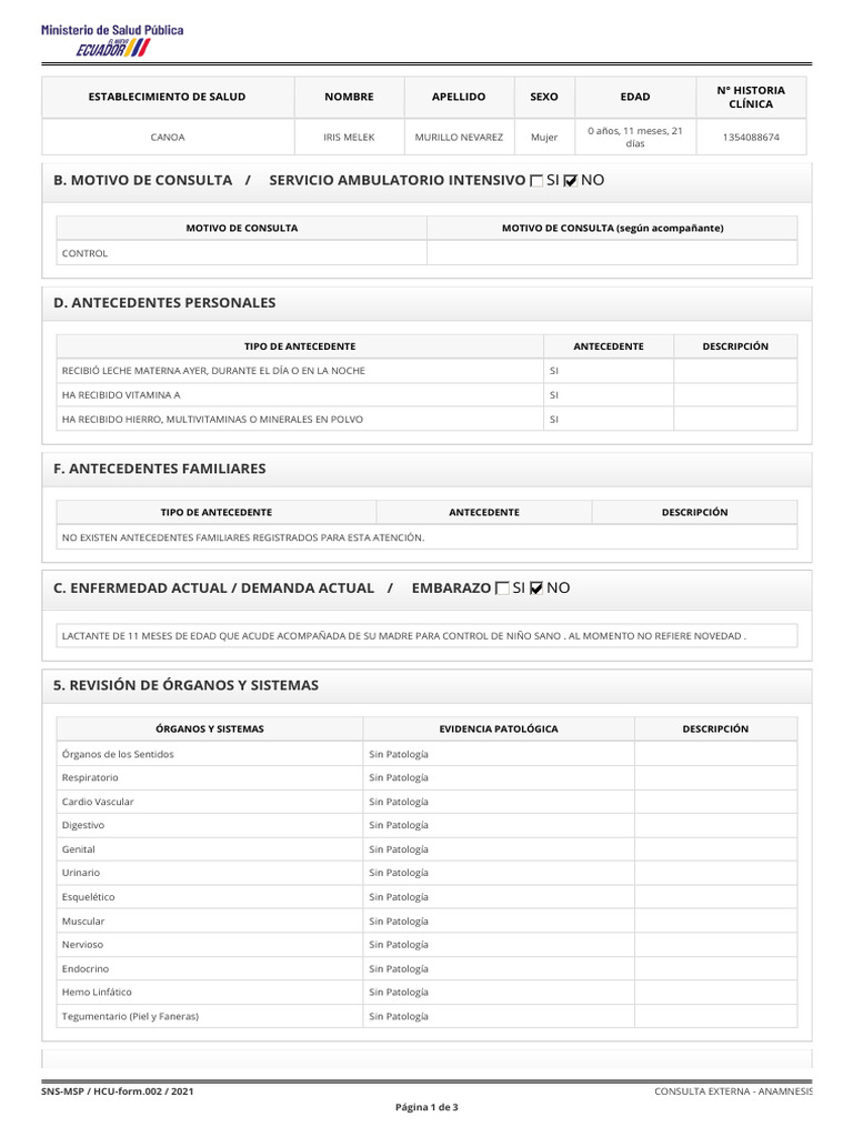 SNS MSP HCU Form 002 2021 | PDF