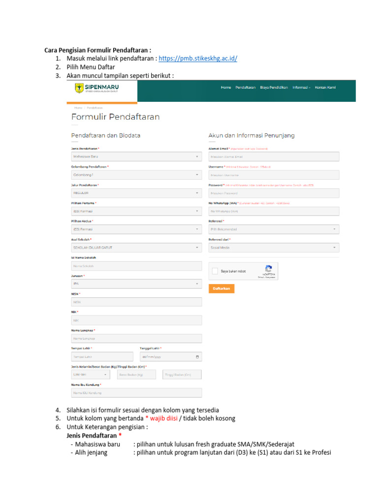 Copy of Cara Pengisian Formulir Pendaftaran | PDF
