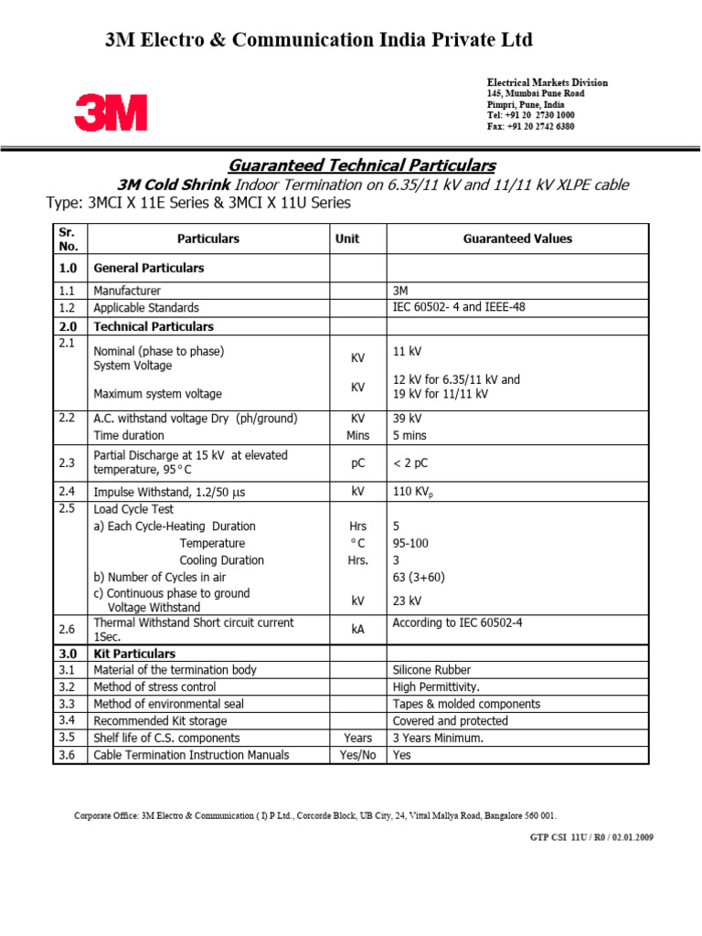 11 KV CS Indoor GTP | PDF