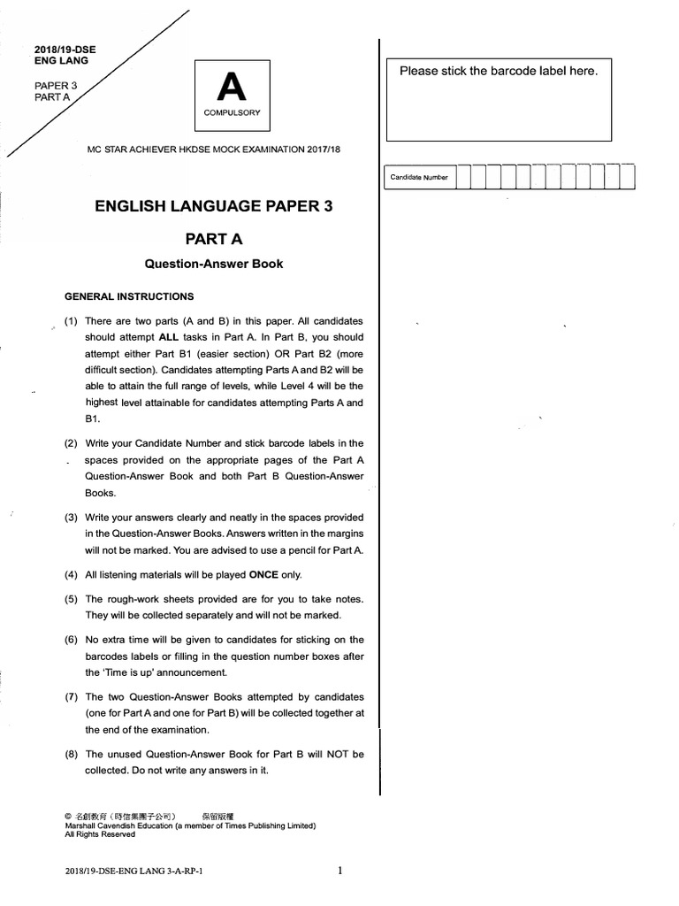 I Iiiiiiiiiiiii: English Language Paper 3 Part A | PDF