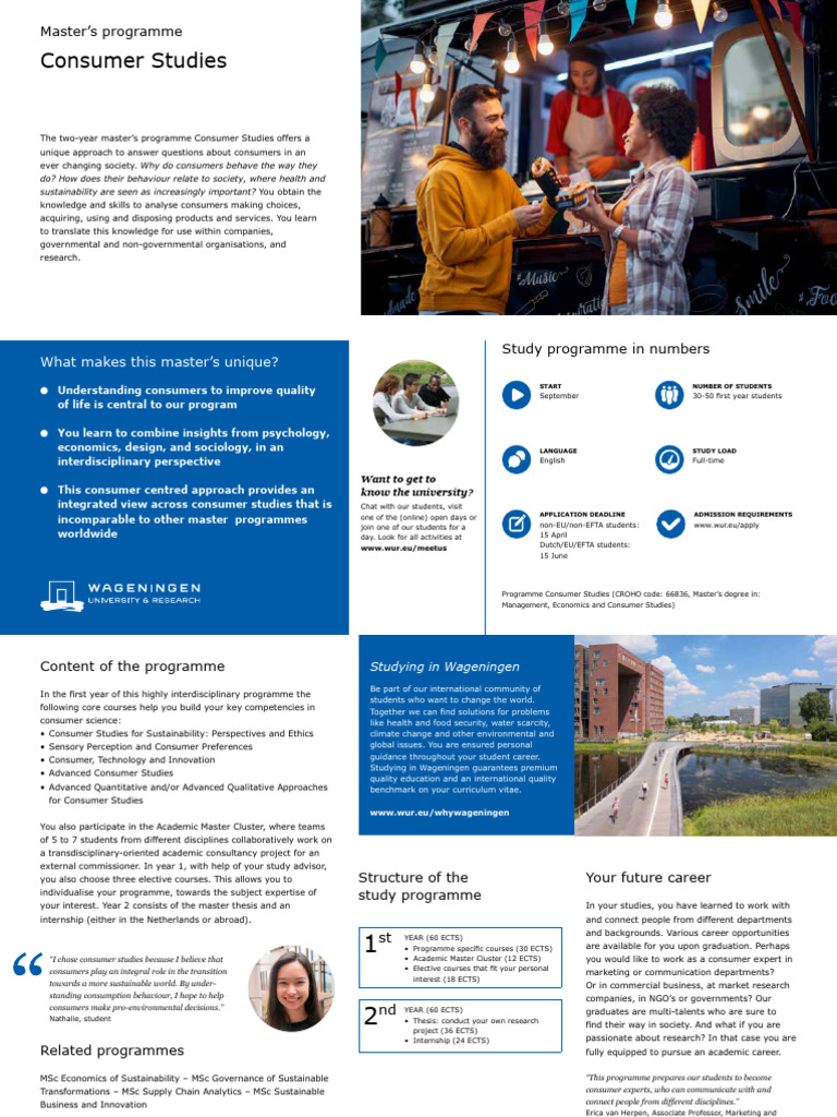 Wageningen University Research _MSc_Consumer Studies | PDF