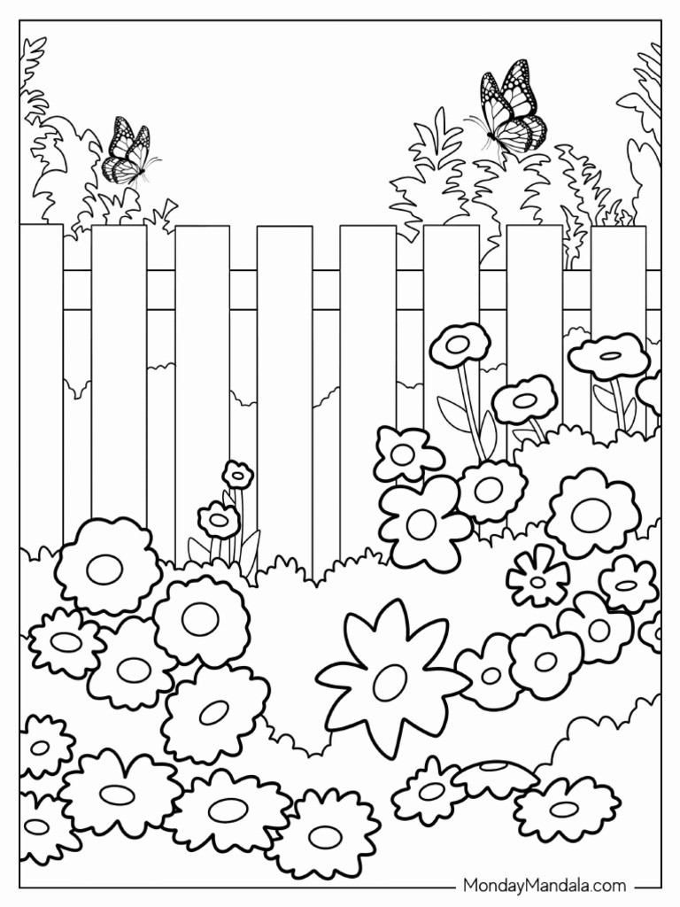 Butterfly Garden To Color For Kids | PDF