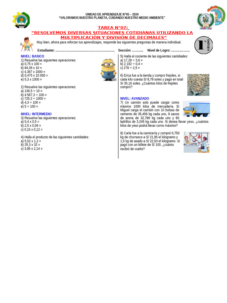 Tarea 7-1ero-Ua5-2024 | PDF | Sistema Internacional de Unidades