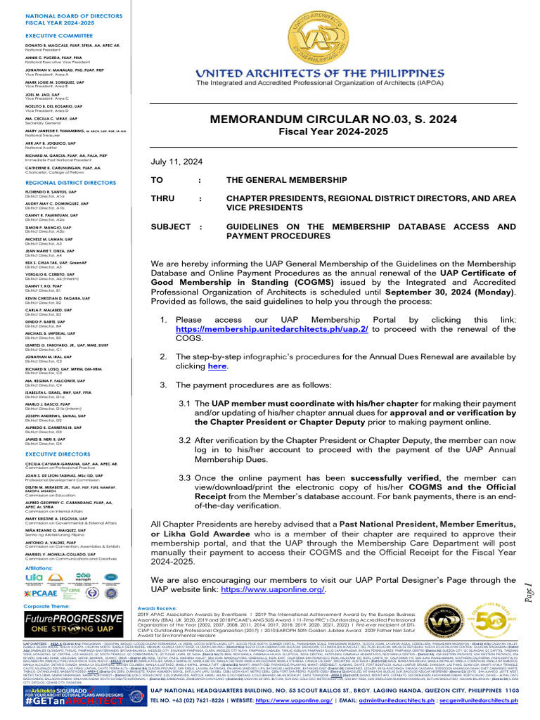 Memo Circular No.03 Guidelines On The Membership Database Access | PDF