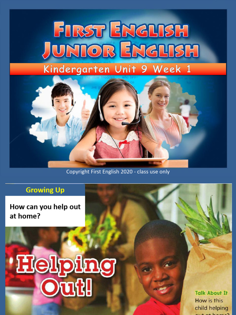 F1English Kindergarten Unit 9 Week 1 | PDF