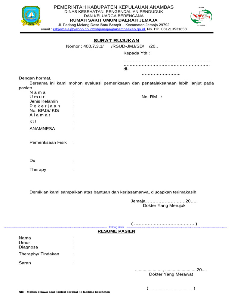 Form Surat Rujukan New | PDF