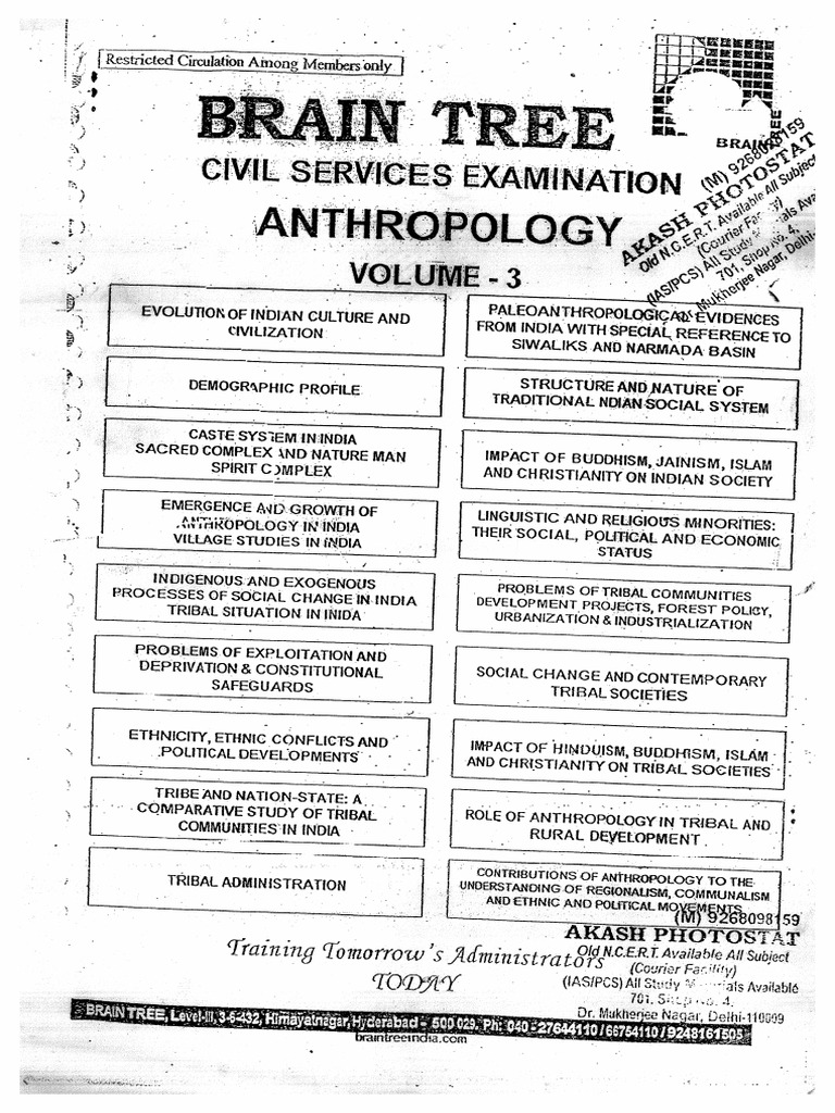 Brain Tree Anthropology Notes Part 3 | PDF