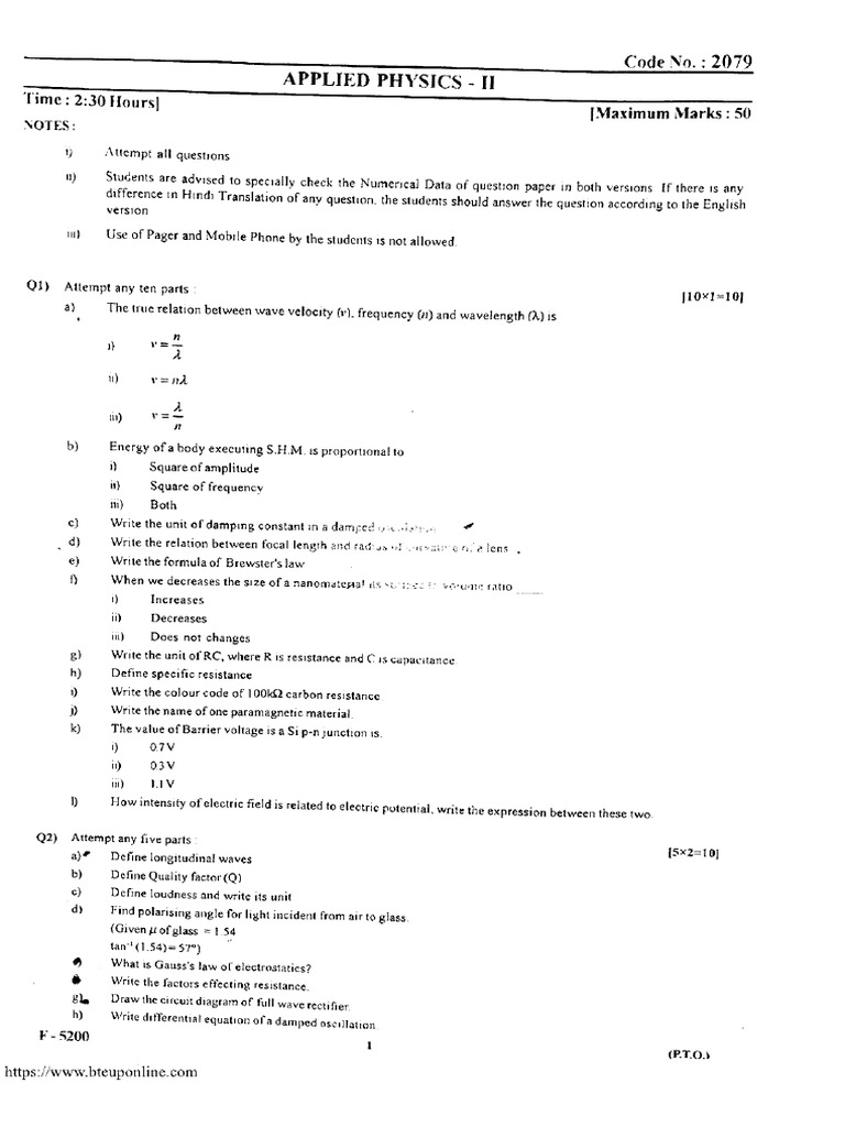 All 2 Sem Applied Physics 2 2079 Jun 2022 | PDF