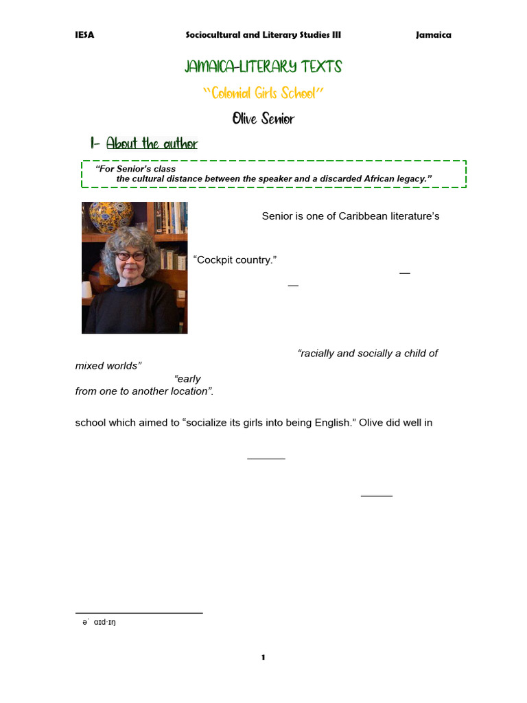 JAMAICA - n2 - Literary Texts | PDF