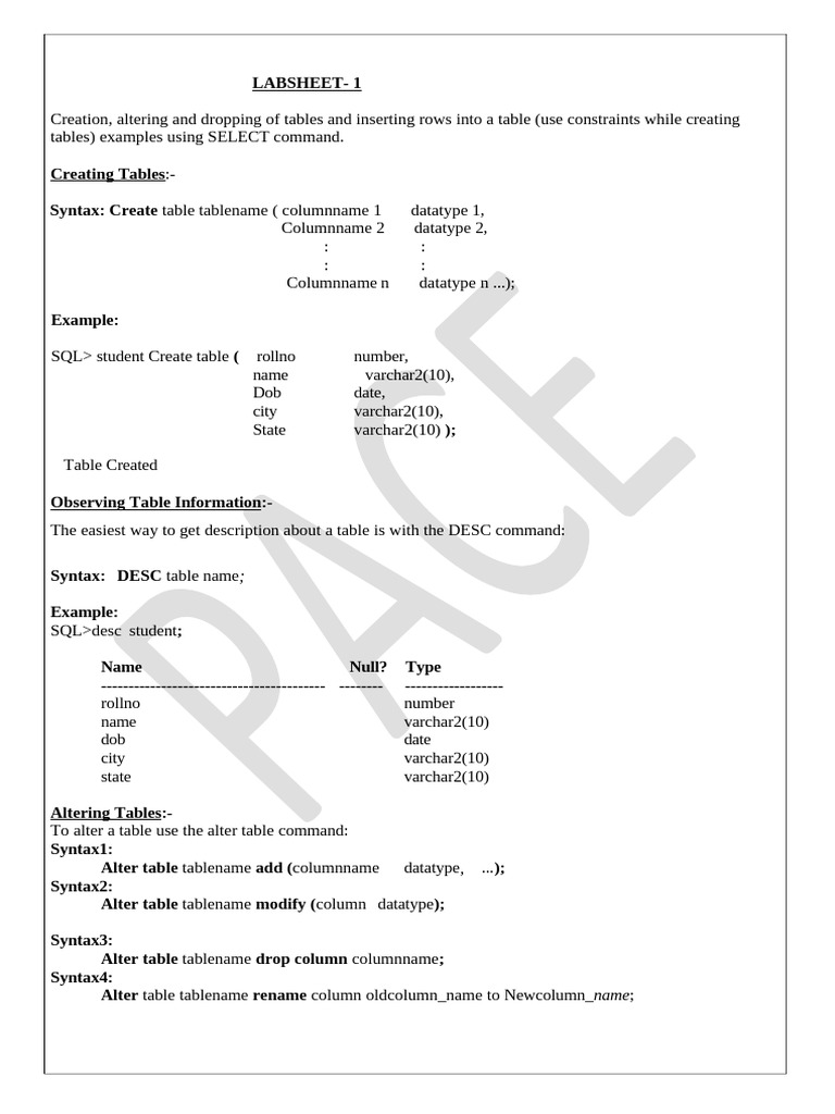 Dbms Lab Manual | PDF