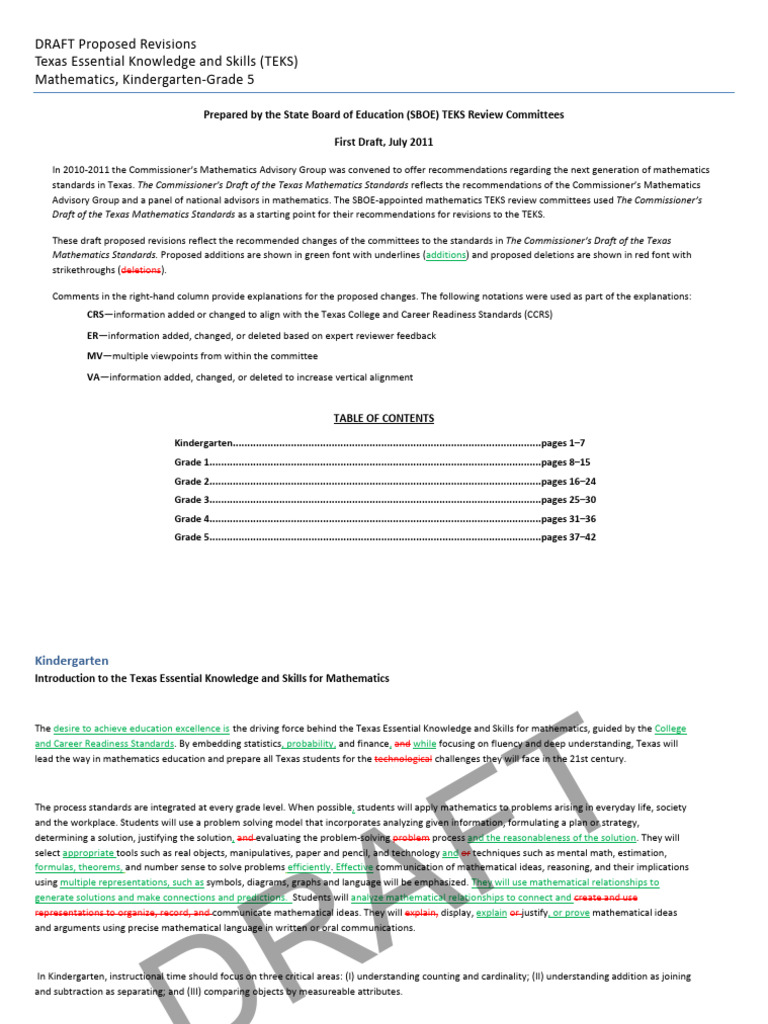 Math TEKS K-5 1st Draft | PDF | Shape | Computers