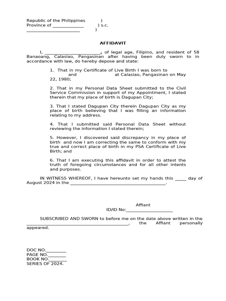 Affidavit of of Discrepancy | PDF