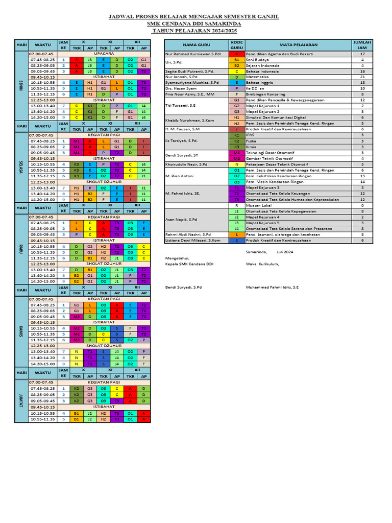 Jadwal Pembelajaran 2024-2025 Revisi 3 | PDF