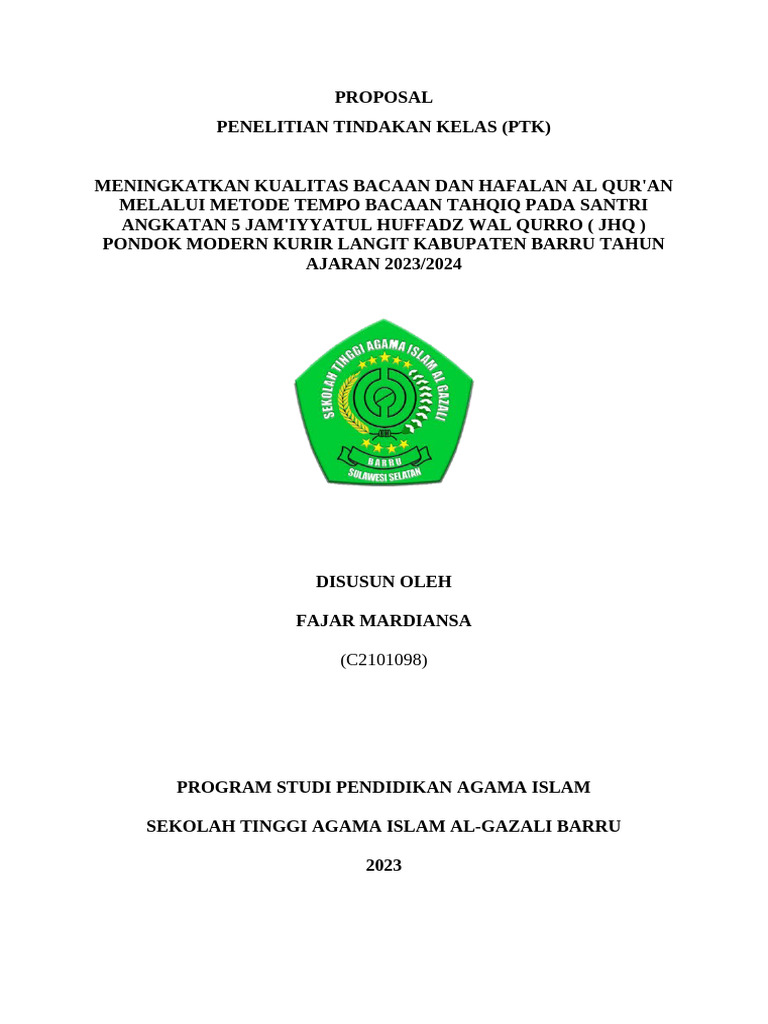 Proposal PTK Fajar | PDF