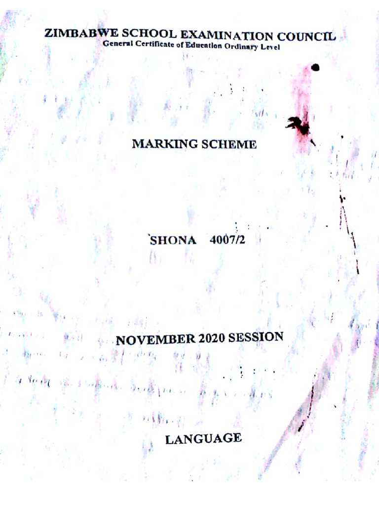 Shona Language 4007 (2) 2020 Marking Guide | PDF