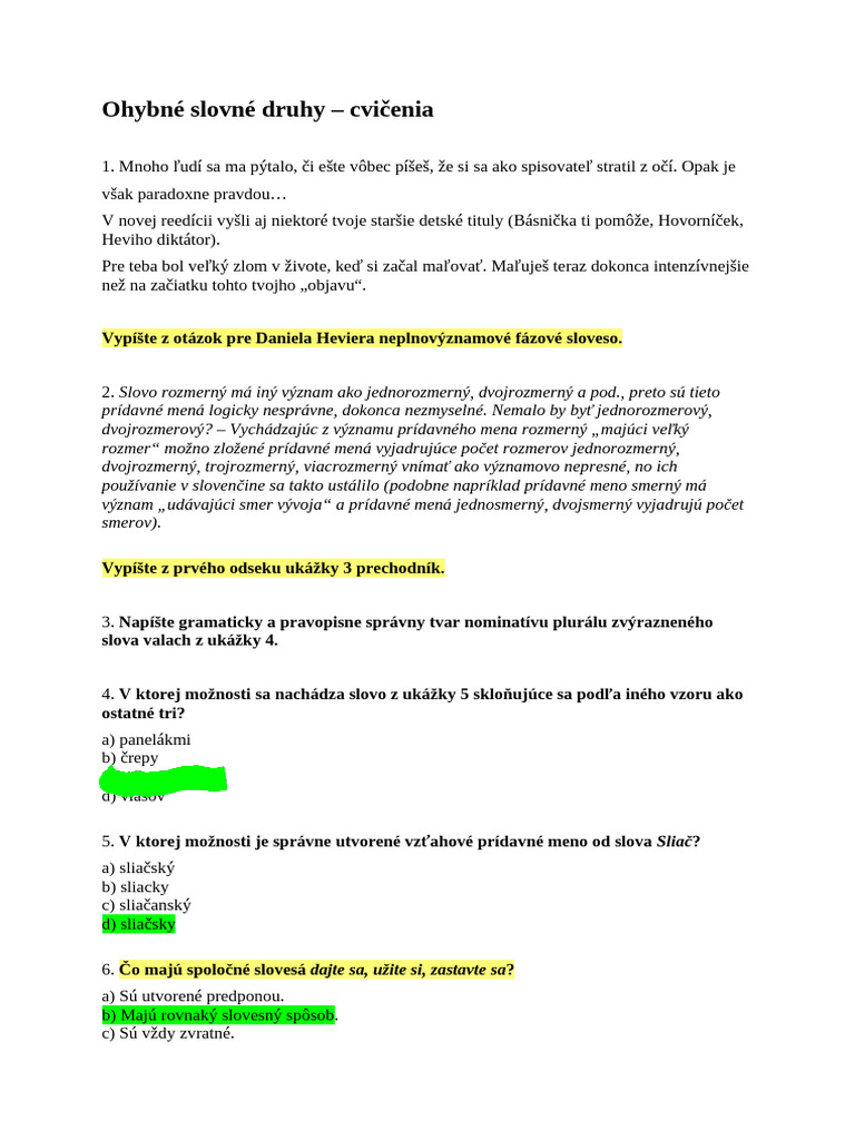 Cvicenia Seminar Morfologia | PDF