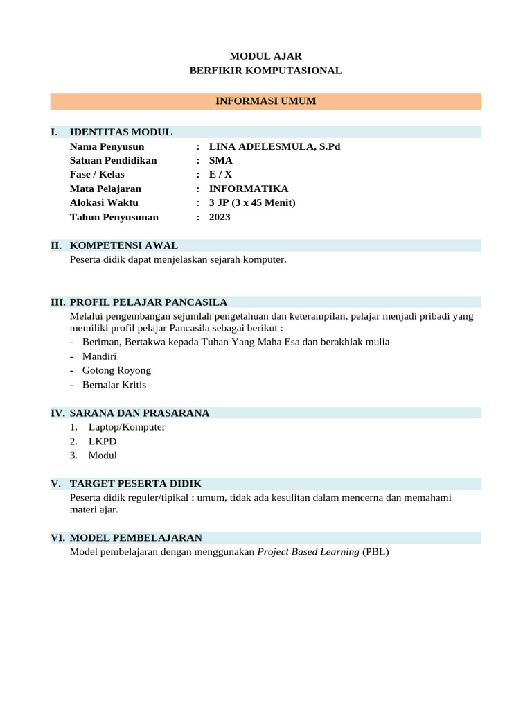 Modul Ajar Tik | PDF
