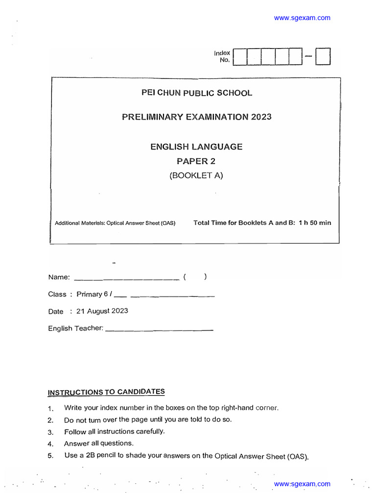 2023 P6 English Prelim Pei Chun 2 | PDF