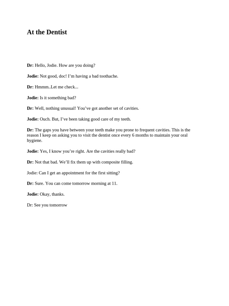 Dentist Dialog English | PDF