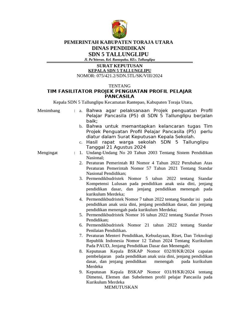 SK Tim p5 SDN 5 Tlipu | PDF