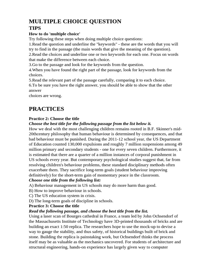 Multiple Choice Question | PDF