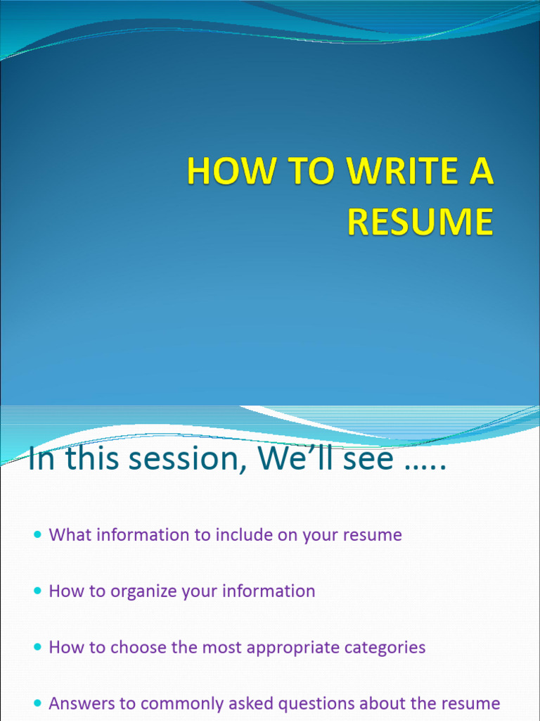 How To Write A Resume | PDF