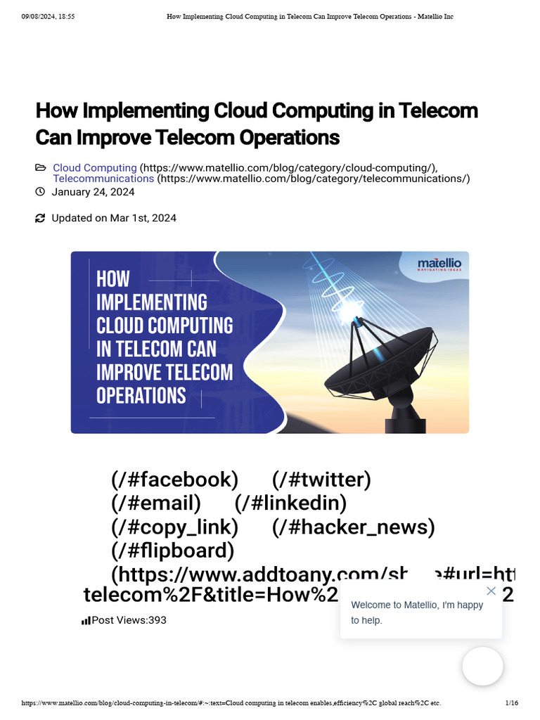 How Implementing Cloud Computing in Telecom Can Improve Telecom Operations - Matellio Inc | PDF