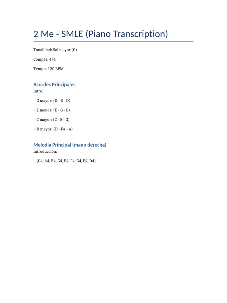 2 Me Smle Piano Transcription | PDF